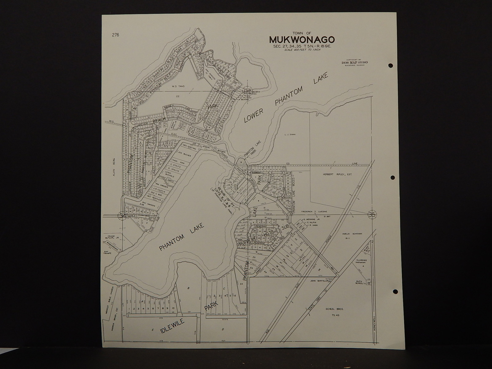 Wisconsin Waukesha County Map 1967 Town of Mukwonago, Phantom Lake R2 ...