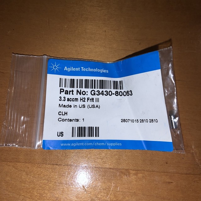 Agilent Technology G3430-80063 Auxiliary Frit 3.3 SCCM H2 at 15 PSIG ...