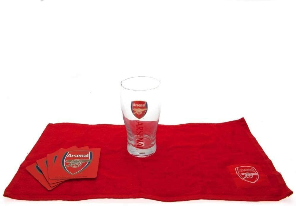 Arsenal FC Mini Bar Glass & Coasters Set - Football Gift | eBay