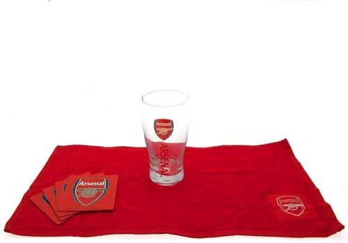 Arsenal FC Mini Bar Glass & Coasters Set - Football Gift | eBay