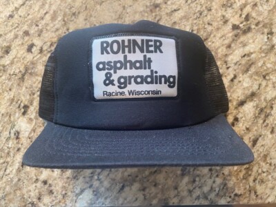 NOS Vintage Rohner Asphalt Mesh Snapback Trucker Large Patch Hat Cap ...
