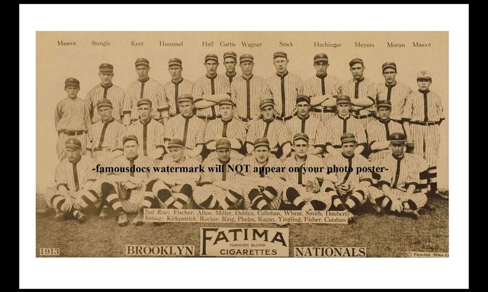 1913 Brooklyn Dodgers Team PHOTO Poster Classic Baseball Club 8x12 inch ...