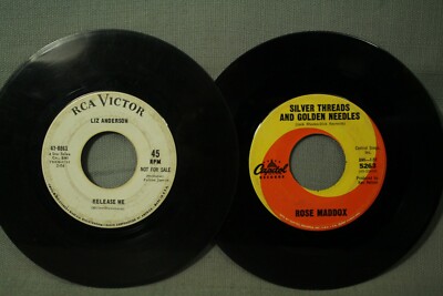 lot 2 45 records Rose Maddox Tia Lisa Lynn Liz Anderson country promo ...