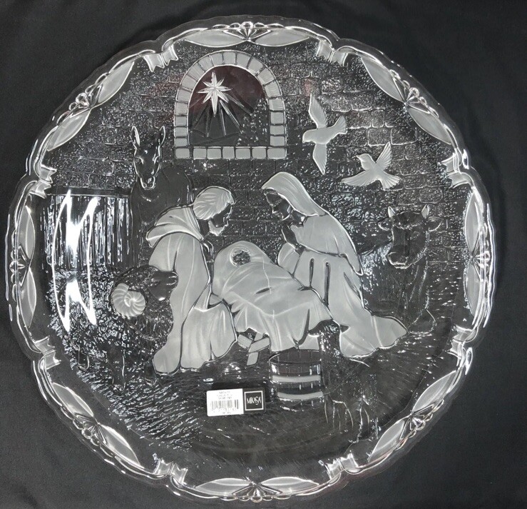 MIKASA Crystal Plaque with Nativity Scene. 15-1/2" Plate. Christmas | eBay