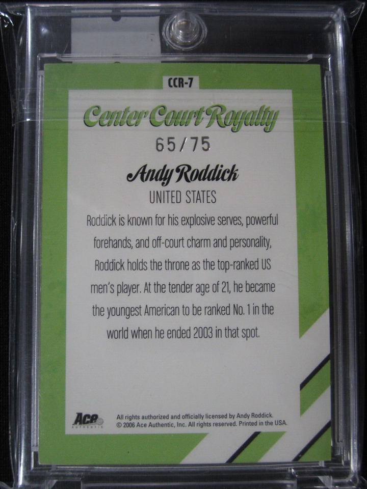 Andy Roddick 2006 Ace Authentic Center Court Royalty 65/75 Autographed ...