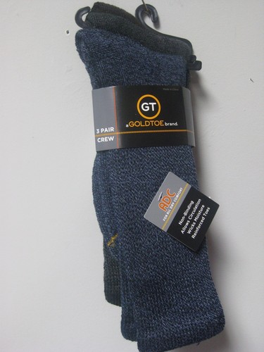 GT Goldtoe Men's 3-Pair All Day Comfort Crew Socks Navy/Marl/Gray Size ...