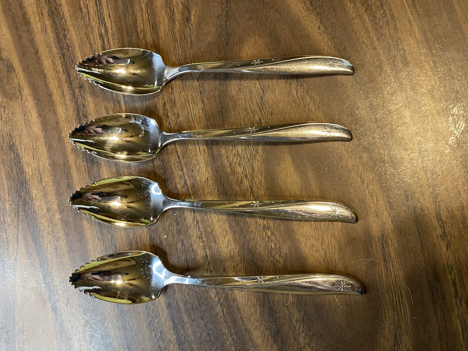 Set of 4 Oneida Community Stainless Twin Star 4 Grapefruit Spoons 6 ...