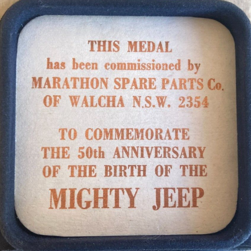 Medal To Commemorate The 50th Anniversary Of The Birth Of The Jeep With ...