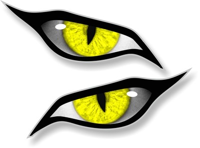 Pair Of EVIL Eyes Eye in YELLOW vinyl car Motorbike Helmet Sticker ...
