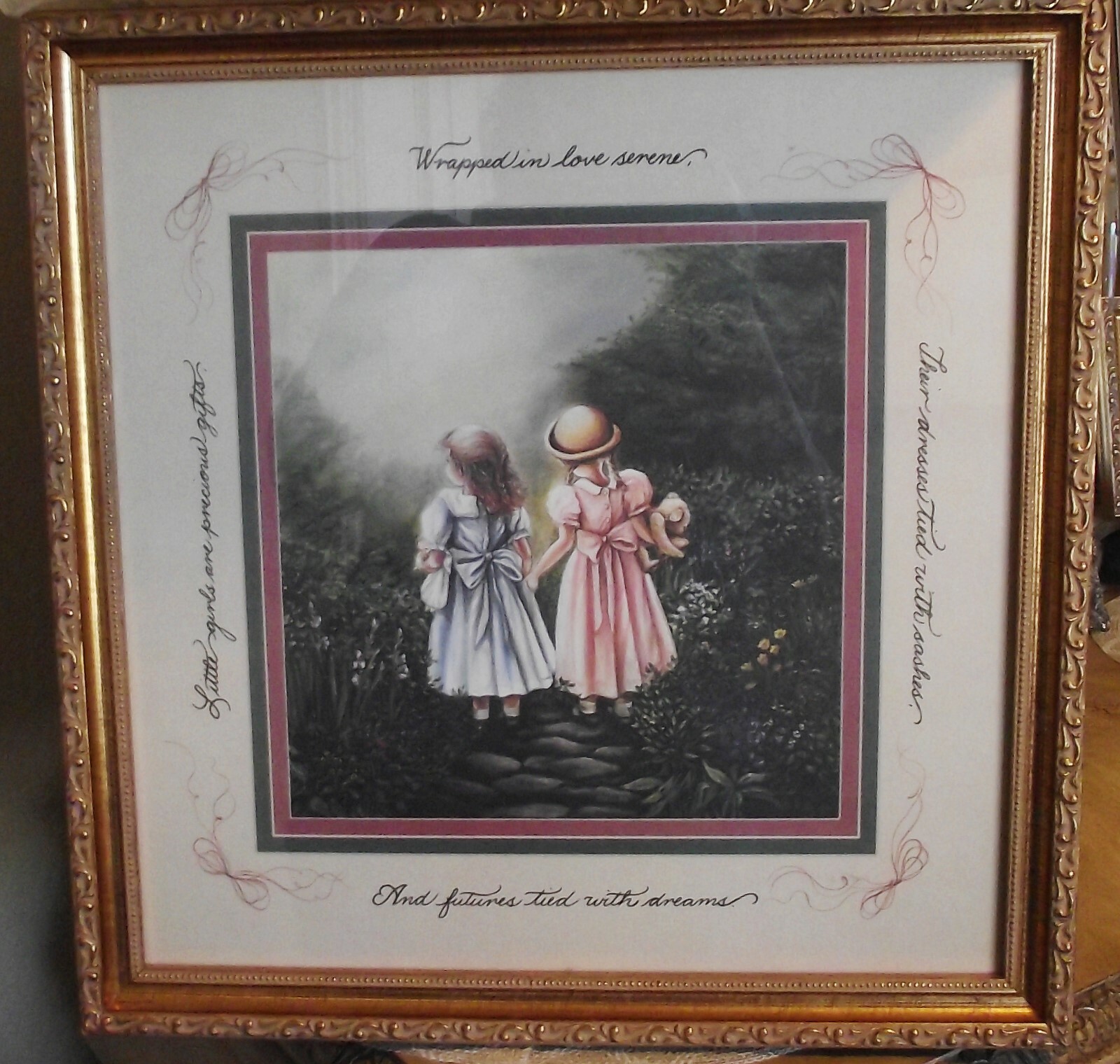 PRECIOUS GIFTS GAY TALBOTT BOASSY PRINT ANTIQUE GOLD CARVED 18X18 ...