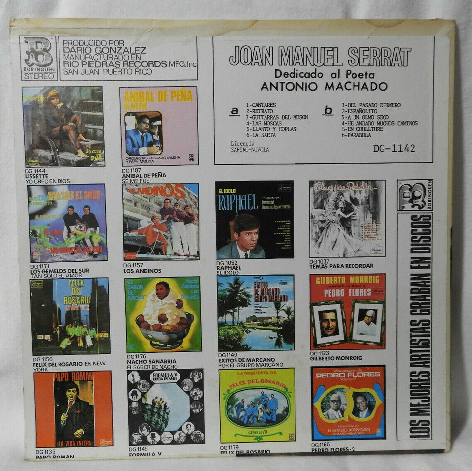 JOAN MANUEL SERRAT "Dedicado A Antonio Machado" 1973 (Borinquen/DG1142 ...