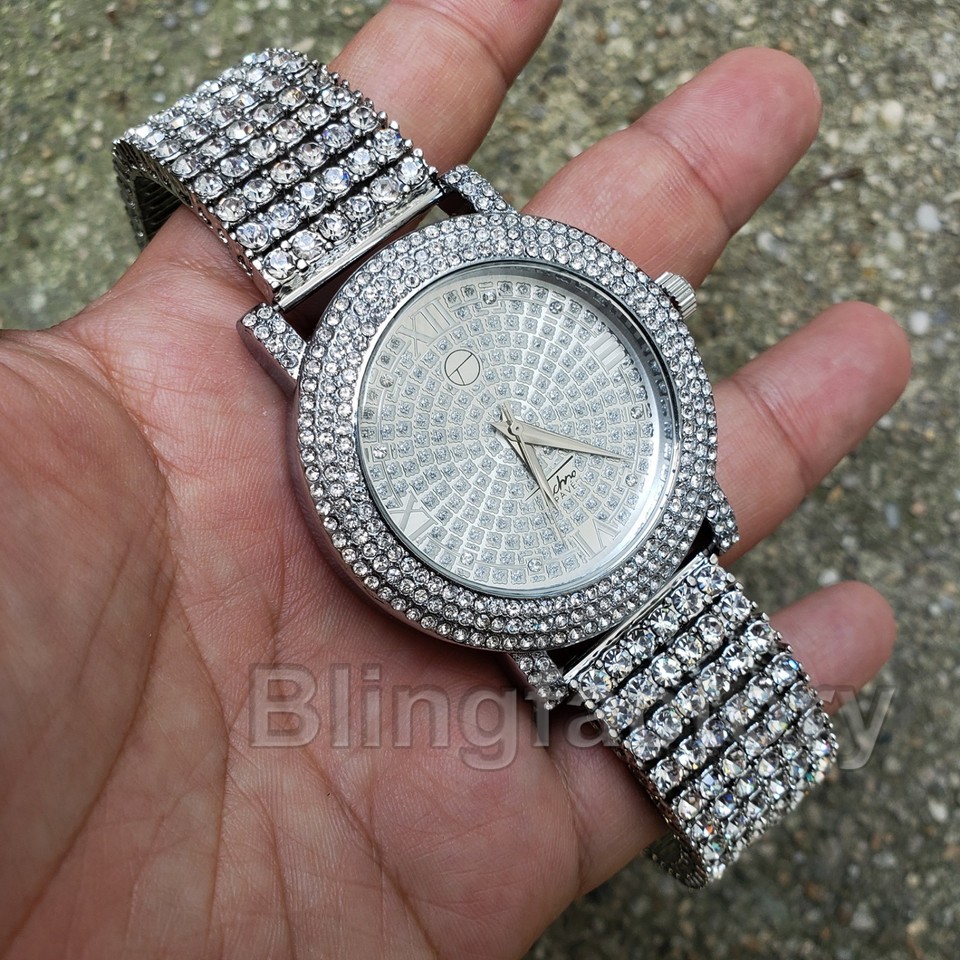 MEN'S HIP HOP QUAVO LUXURY 6 ROWS LAB DIAMOND FULL ICED BAND DRESS ...