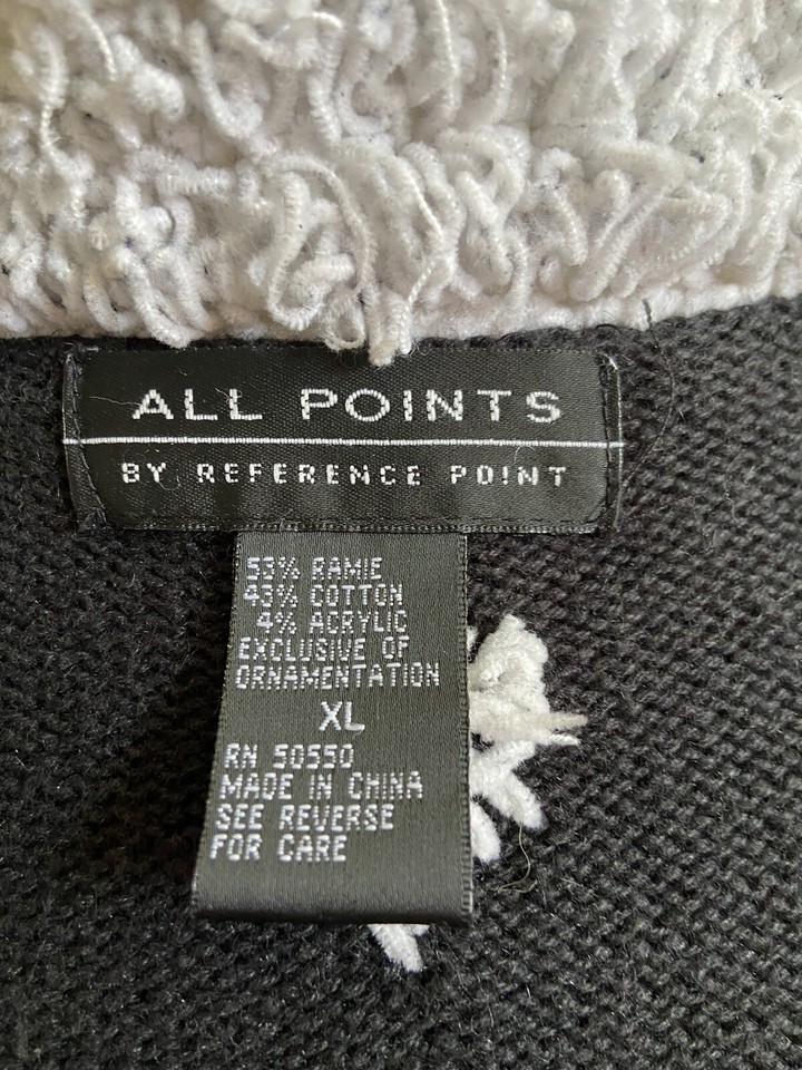 Vintage Christmas Sweater All Points by Reference Point Black White ...