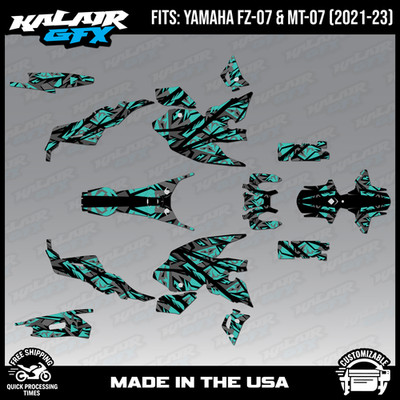 Graphics Kit for YAMAHA FZ-07 MT-07 (2021-2023) Shatter Series - Teal ...