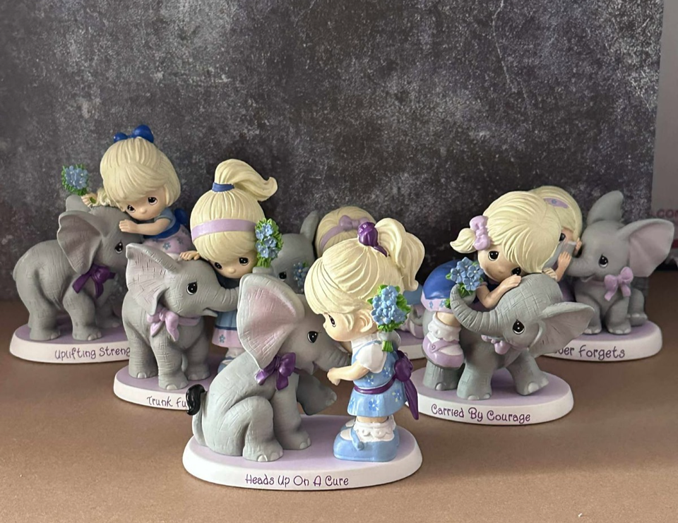 HTF Parade Purple Figurines Precious Moments Girl Elephant Alzheimer’s ...