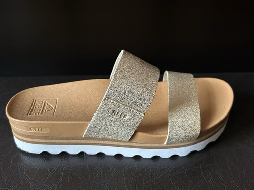 REEF Gold Metallic Women Leather Platform Slide Sandals SIZE 7 (US) | eBay