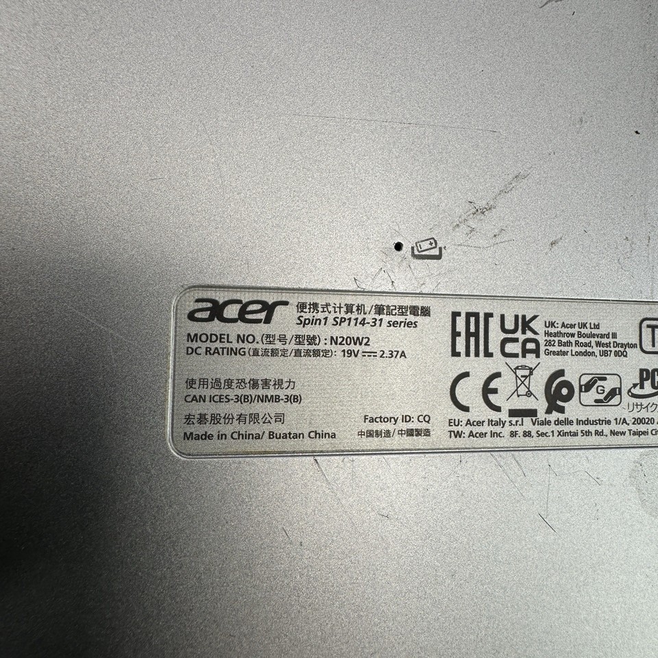 Acer Spin 1 SP114‑31 N20W2 Laptop Keyboard Palmrest Trackpad Battery ...