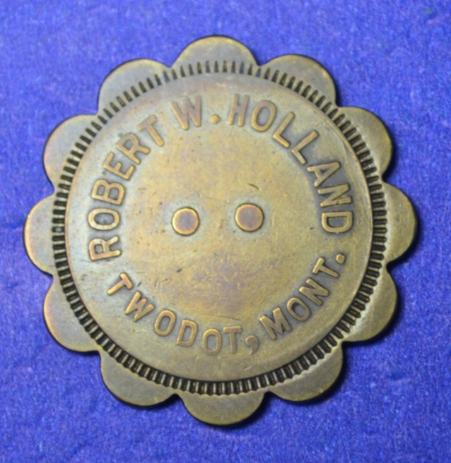 TWO DOT MONTANA ROBERT W. HOLLAND SCALLOP MERCHANT TRADE TOKEN COIN ...
