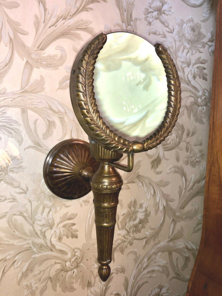 ANTIQUE BRONZE MAGNIFYING CANDLE SCONCE WALL LAMP. MUSEUM QUALITY. RARE ...