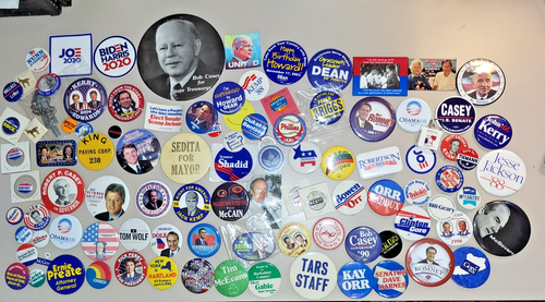 100 Campaign Button Political Pinback Pin Lot Clinton, Kerry, McGovern ...