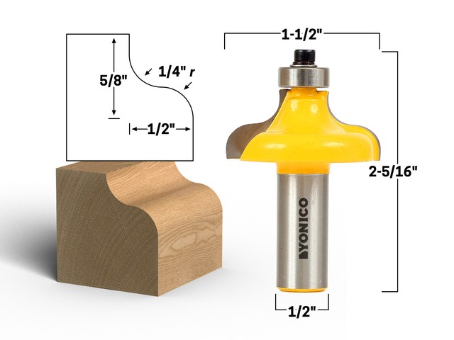 Yonico 13148 Ogee Edging and Molding Router Bit with Large 1/2-Inch ...
