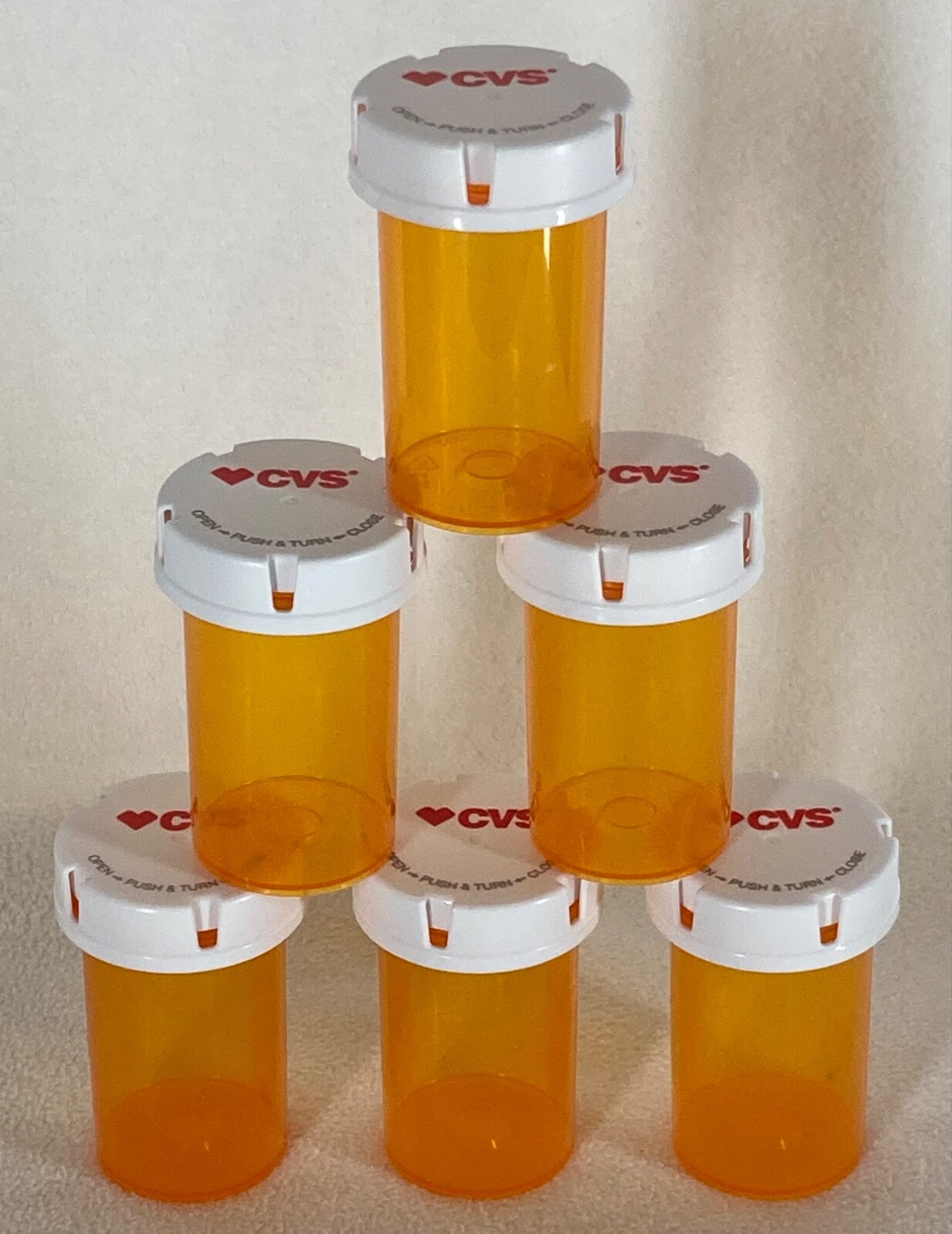 6 Rx Prescription Empty AMBER Pill Bottles Storage Crafts Sewing ...