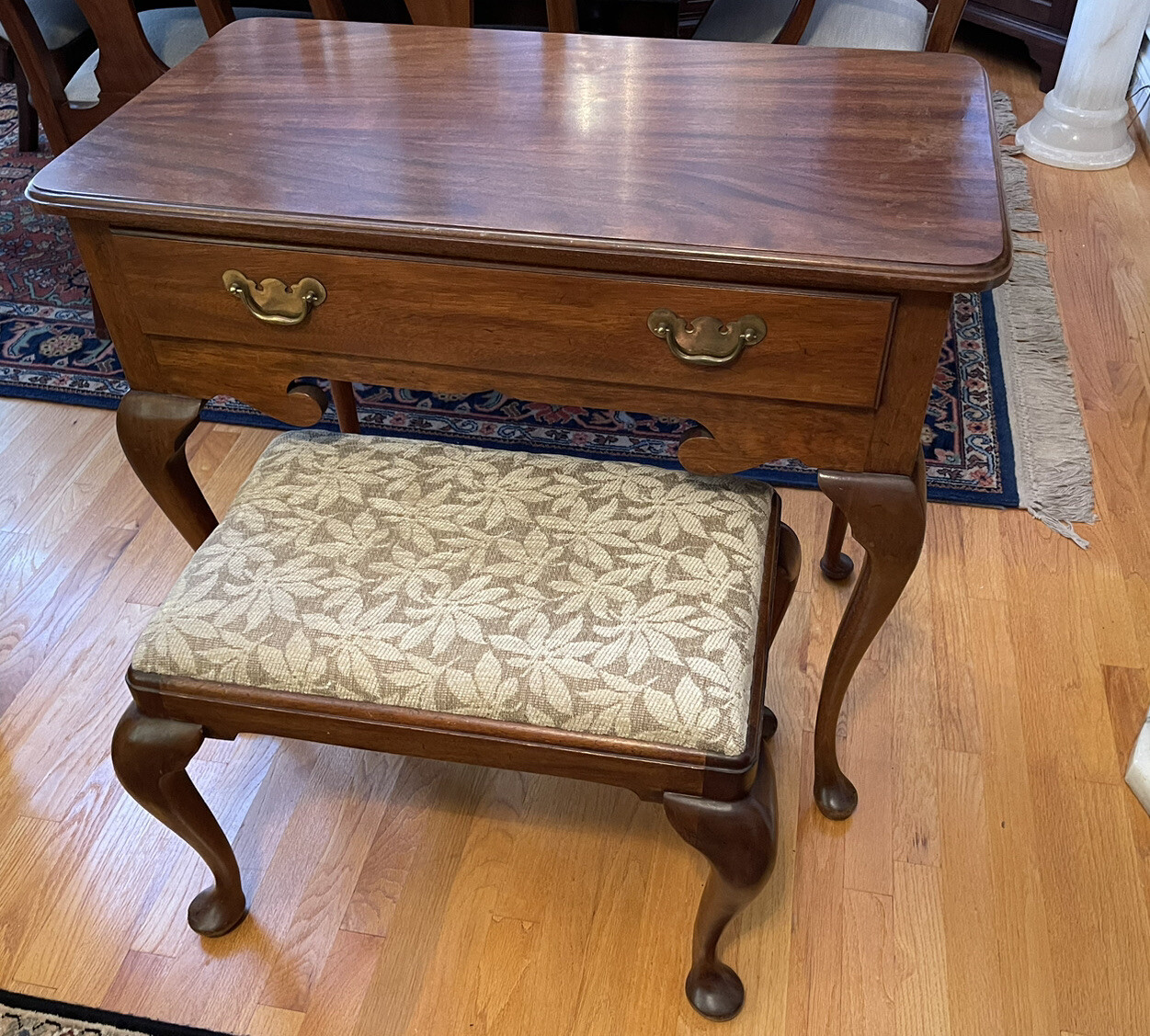Henkel Harris Mahogany Powder Table, Vanity, or Desk and Bench Style ...