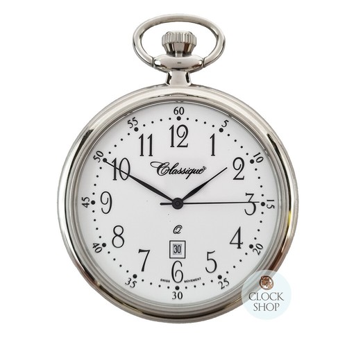 48mm Stainless Steel Unisex Pocket Watch With Open Dial By CLASSIQUE ...