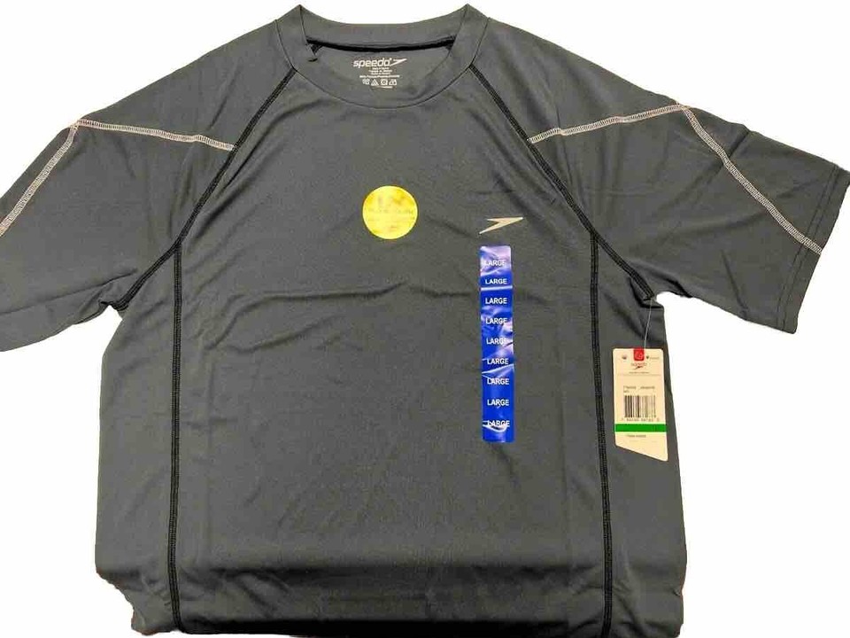 Speedo Men's Uv Swim Shirt Short Sleeve Loose Fit Easy Tee.BLACK,WHITE ...