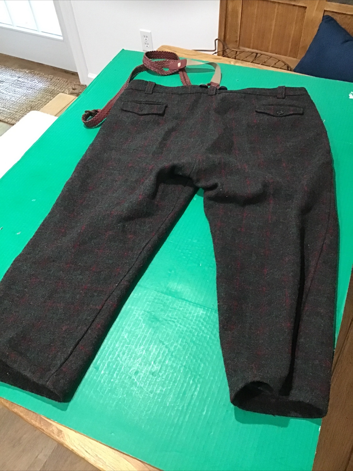 CODET Wool Pants Charcoal Gray Windowpane 44 x 26 (hemmed) Made Canada ...