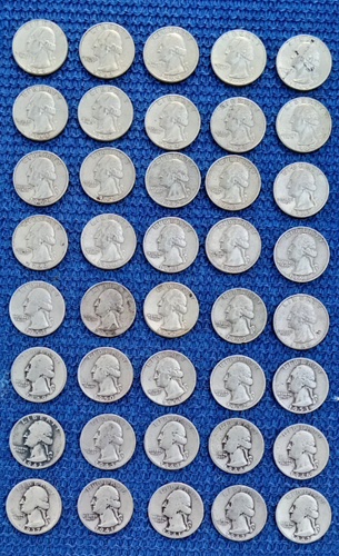 90% Silver Washington Quarters 40-Coin Roll Avg Circ 1937-1964 Loose | eBay