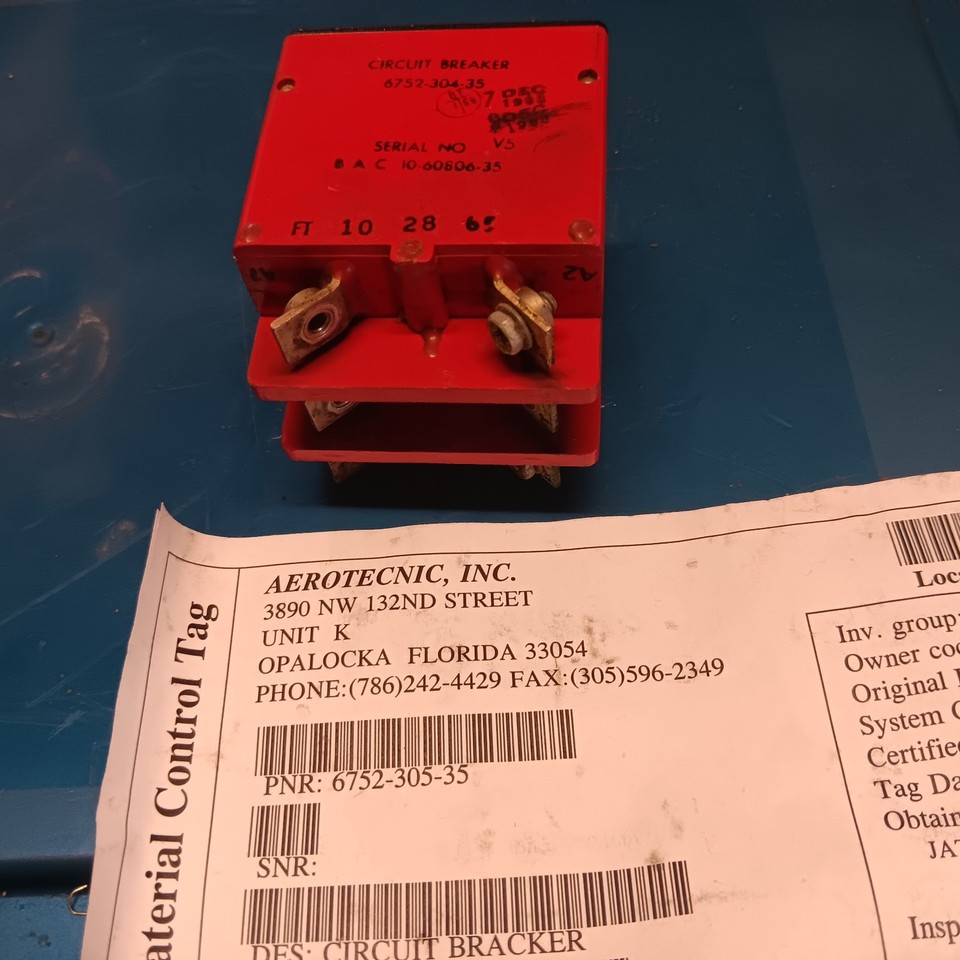 6752-304-35 CIRCUIT BREAKER, KLIXON TEXAS INSTRUMENTS AVIATION FREE ...