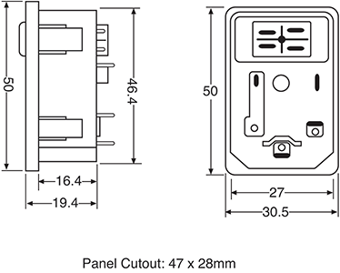 C14 Male Socket Chassis Snap-In Fused Switched 10A IEC - 1.5mm | eBay ...