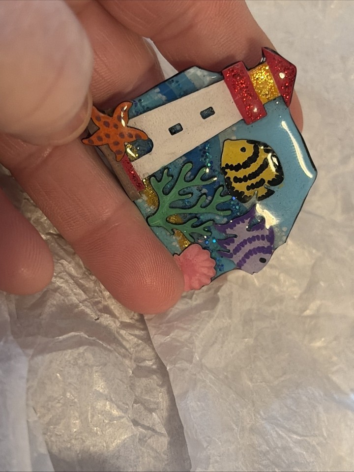 New Handcrafted Echo & Hara Fish Pin-Lighthouse-Angelfish Swimming ...