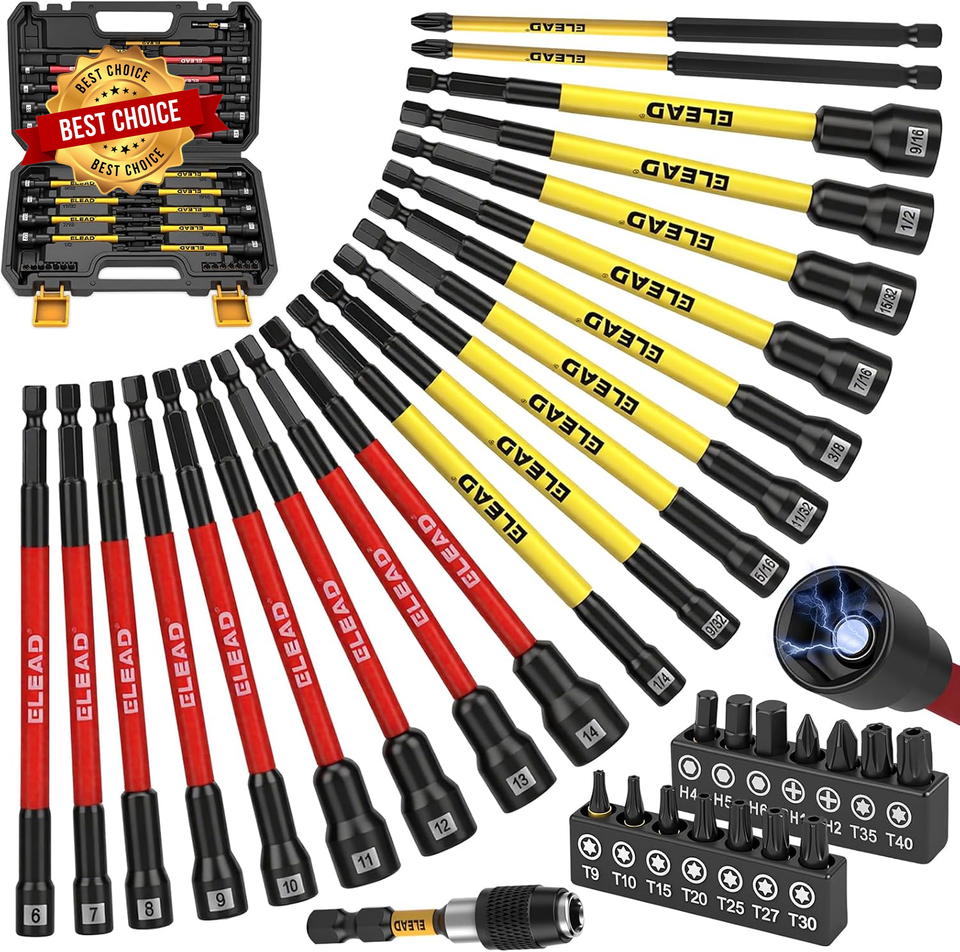 Magnetic Nut Driver Bit Set, 35-Piece Extra Long Nut Driver Set for ...