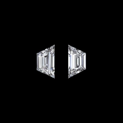0.19ct TRAPEZOID SHAPE BAGUETTE CUT DIAMOND MATCHING PAIR ACCENT STONES ...