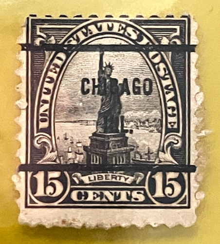 VINTAGE / UNITED STATES STATUE LIBERTY 15 CENTS Postage Stamp / Circa ...