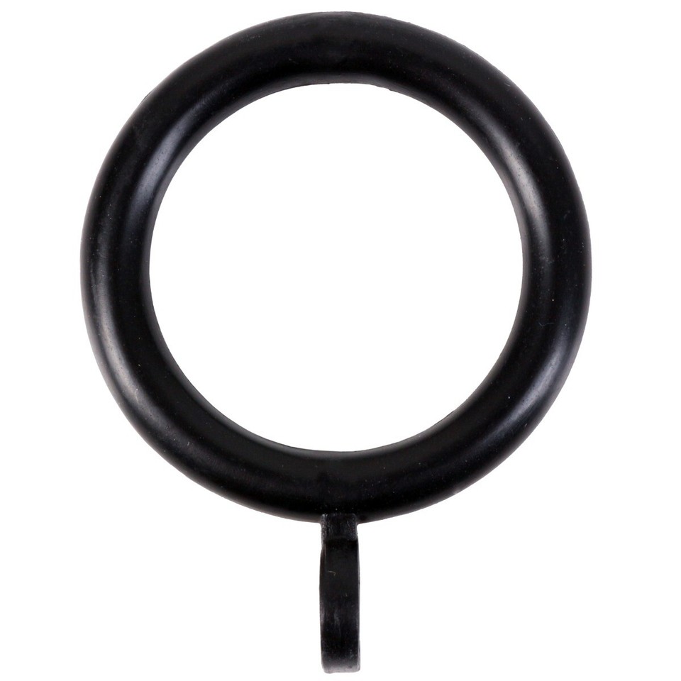 BLACK CURTAIN RINGS Hanging Rail Hook Drape Voile Net Modern Internal ...