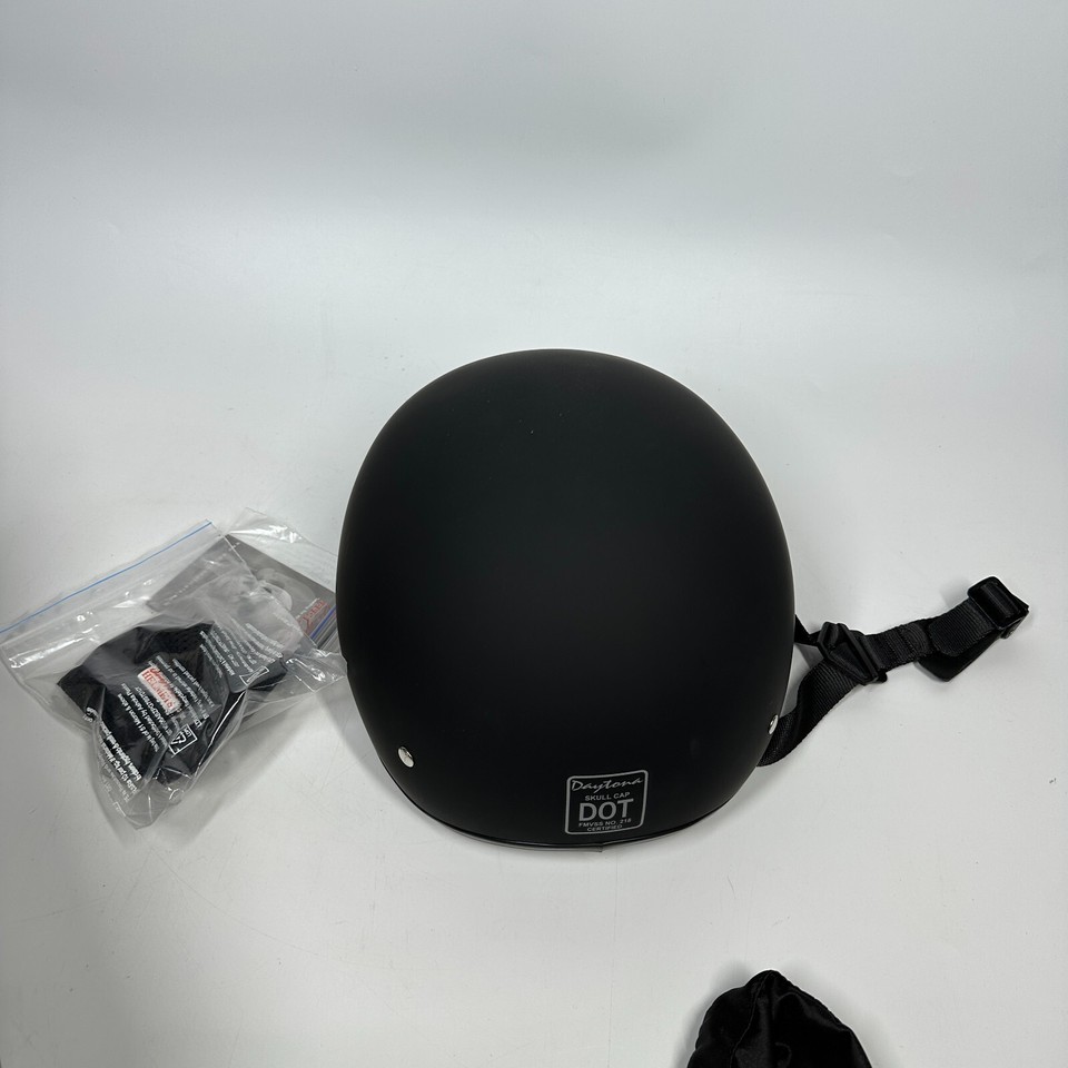 Daytona Skull Helmet Dull Black Half Helmet Quick Release DOT ...