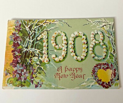 Postcard: A Happy New Year 1908, Printed in Saxony | eBay