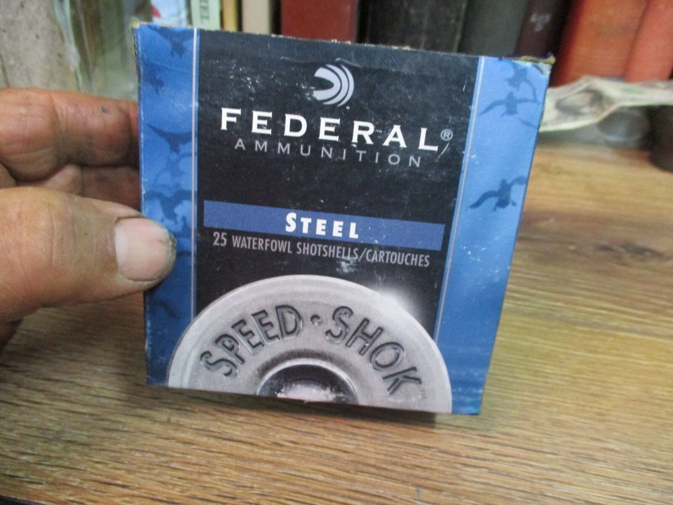 FEDERAL speed shok SHOTGUN SHELL BOX steel EMPTY PAPER shot 12 gauge ...