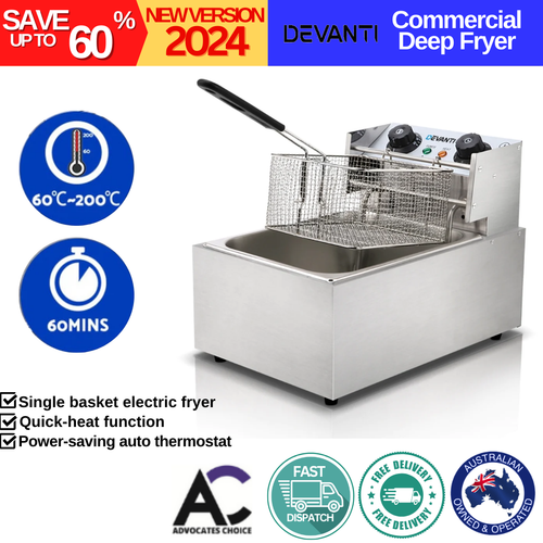 Commercial Electric Deep Fryer Stainless Steel Single Basket Kitchen ...