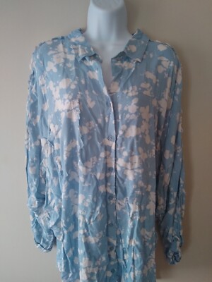 ROUGE COLLECTION WOMENS BUTTON DOWN TATTERED SHOULDER TOP SIZE 2X LARGE ...