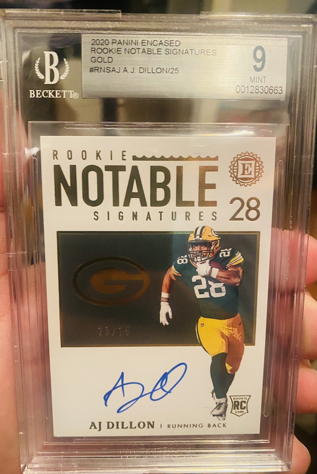 2020 Encased AJ Dillon Scripted Signatures Gold RC Rookie Auto /25 ...