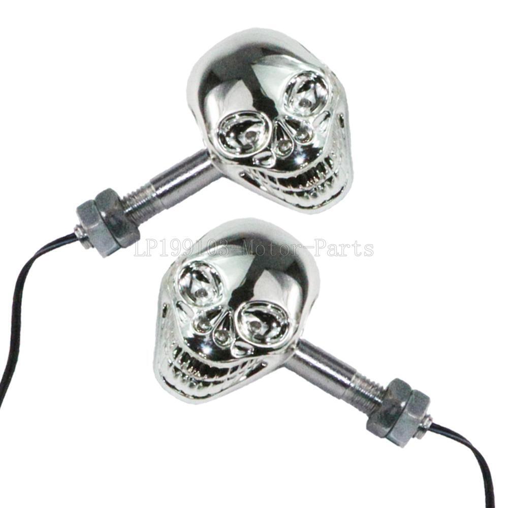 3.6" Motorcycle Aluminum Mini Skull LED Turn Signal Indicator Blinker ...