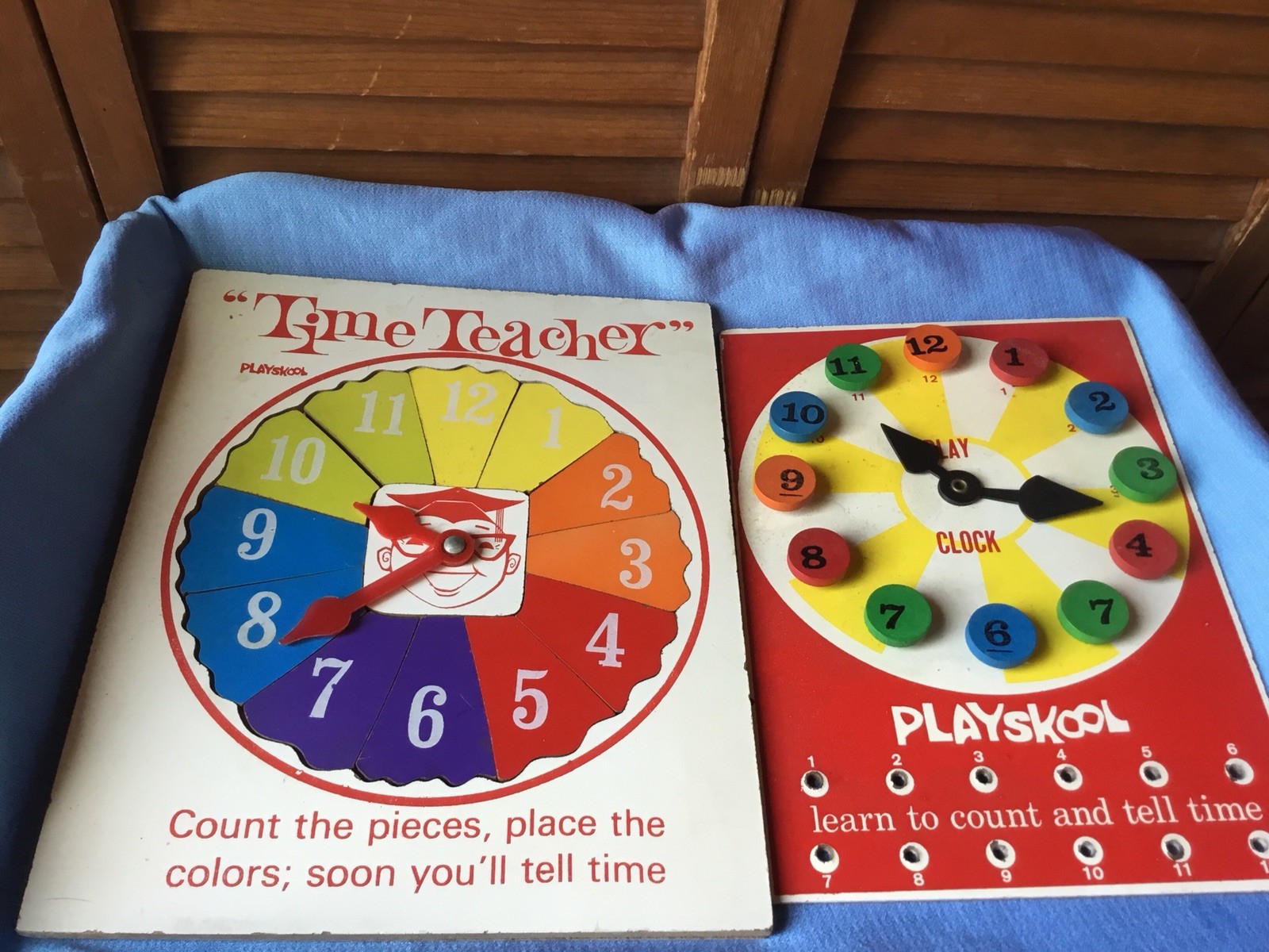 2 VINTAGE PLAYSKOOL LEARNING EDUCATION TOYS CLOCKS TELLING TIME | eBay