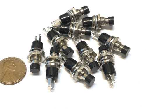 10 Pieces NC Black normally closed Mini Push Button Momentary OFF ON ...