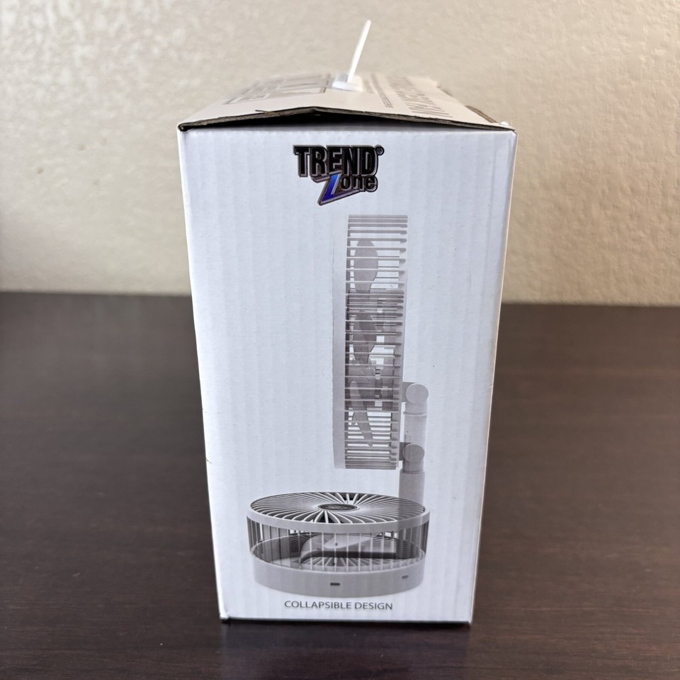 Trend Zone 6.5” Portable Desk Fan - 3 Speeds Rechargeable - White ...
