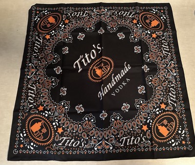 Tito's Black Bandana Tito’s Handmade Vodka 22" X 22" New Scarf ...