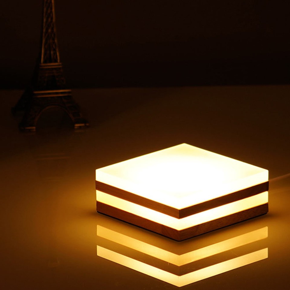 Luminous Stack Wooden Pedestal Plant Bonsai Base Vase Small Fish Tank ...